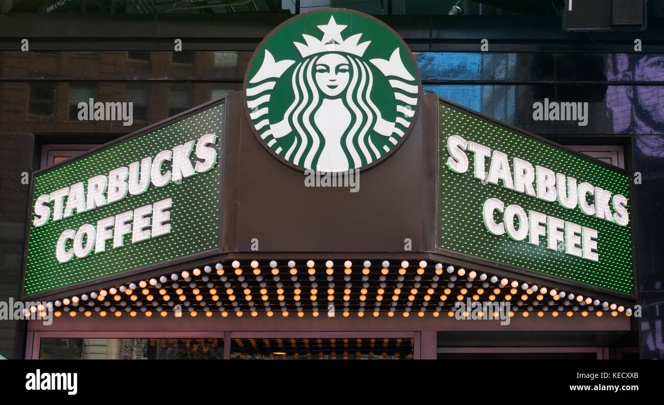 starbucks sign times square NYC Stock Photo - Alamy