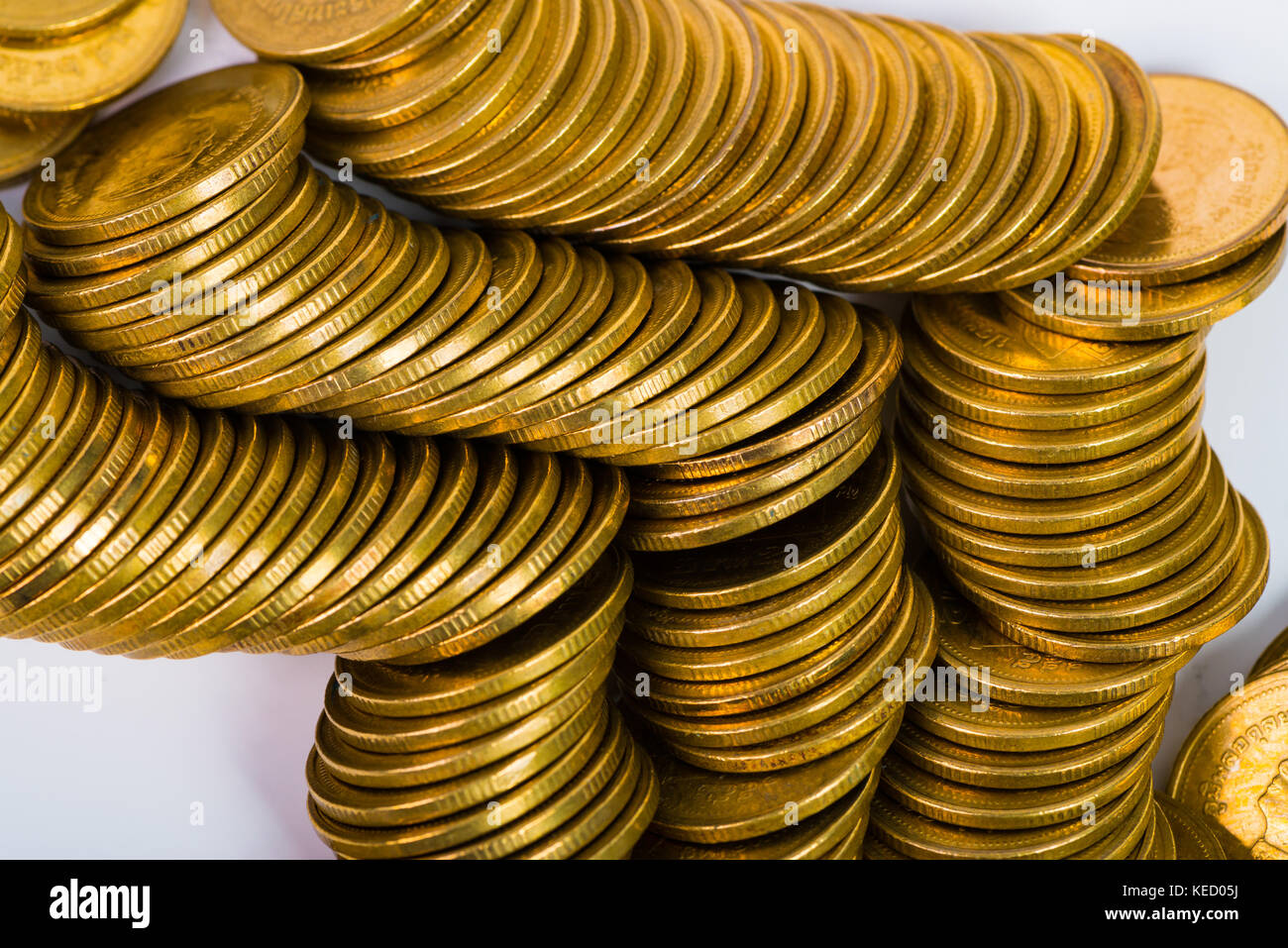 Columns of gold coins, piles of coins background, business banking idea ...
