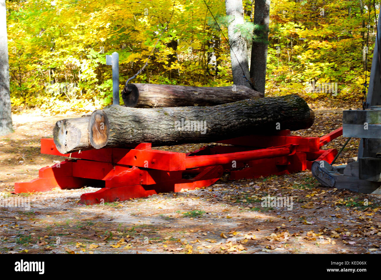 A landscape with a farm scene and camp setup on a typical lumber and ...