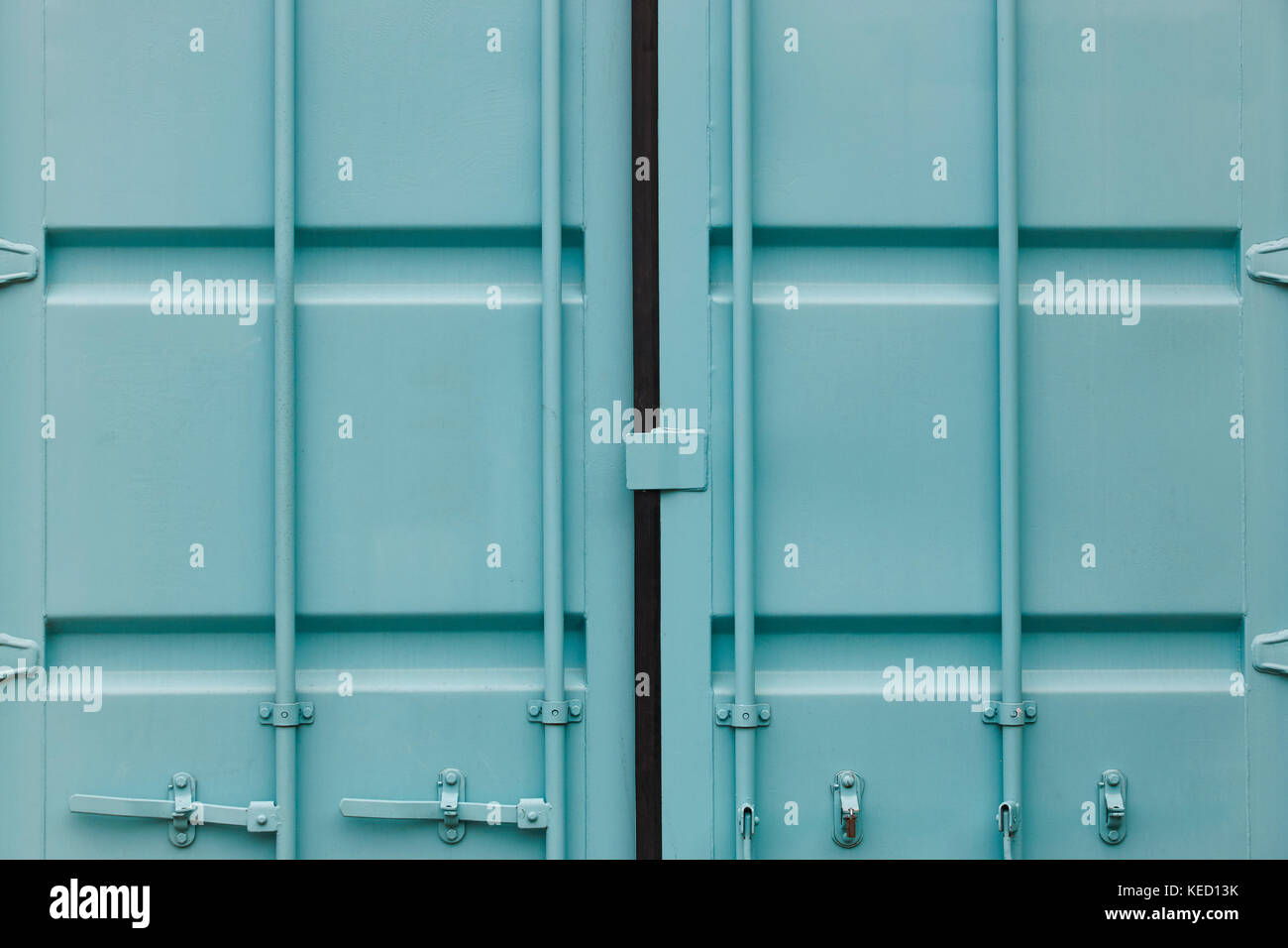 Cargo container doors in blue green tone. Delivery background ...