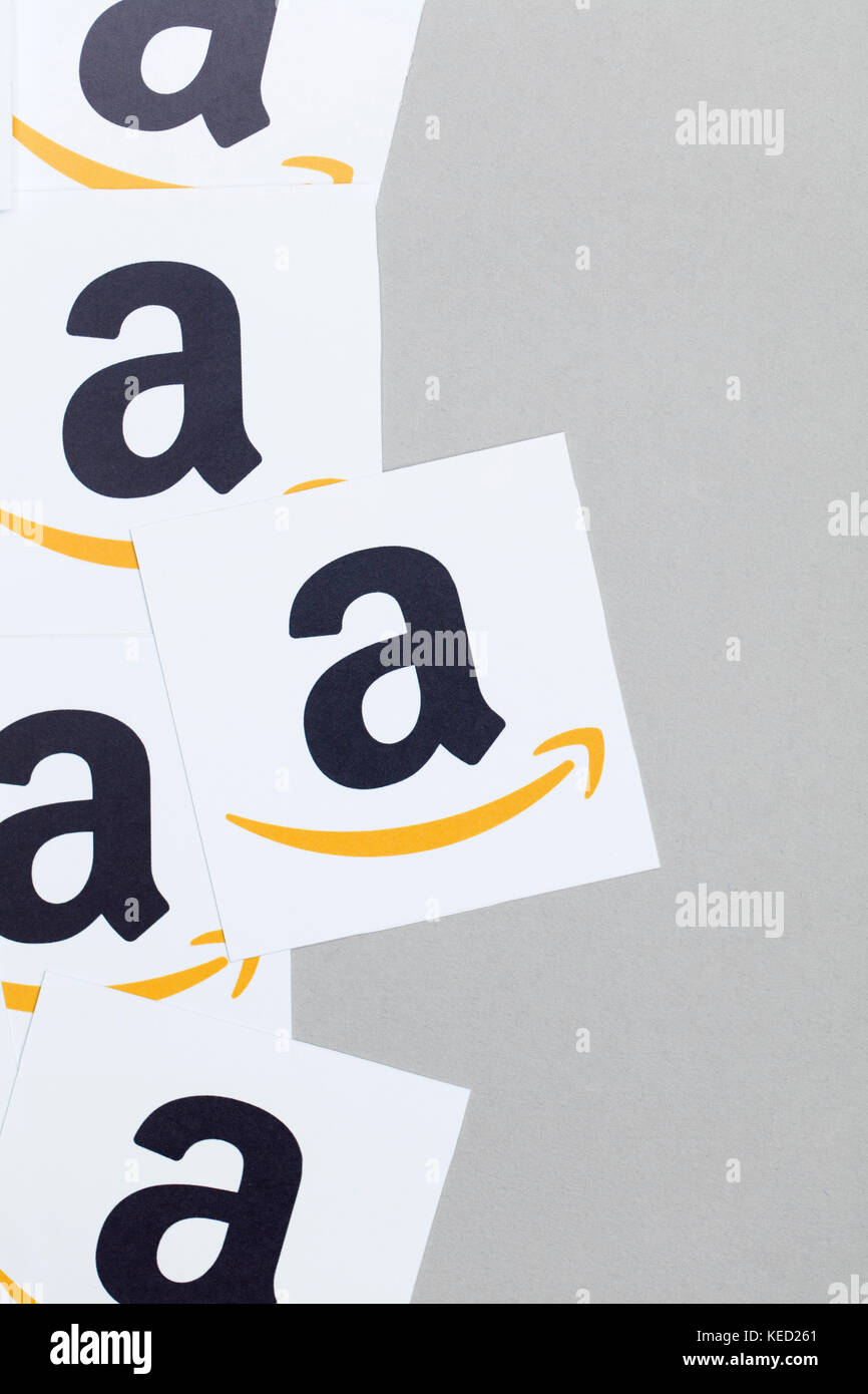 Amazon logo printed onto paper. Amazon is the largest online retailer ...