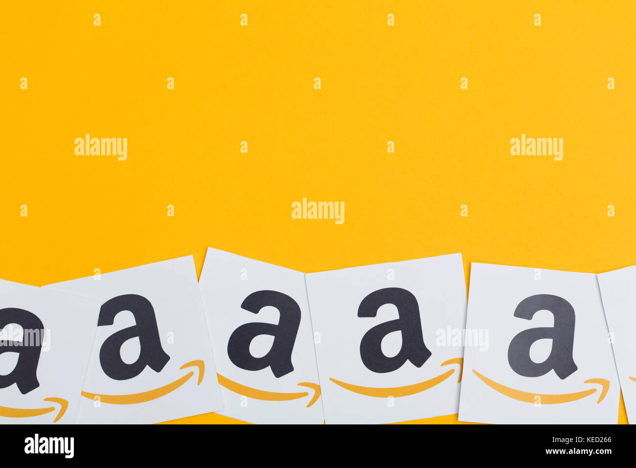 Amazon logo printed onto paper. Amazon is the largest online retailer ...