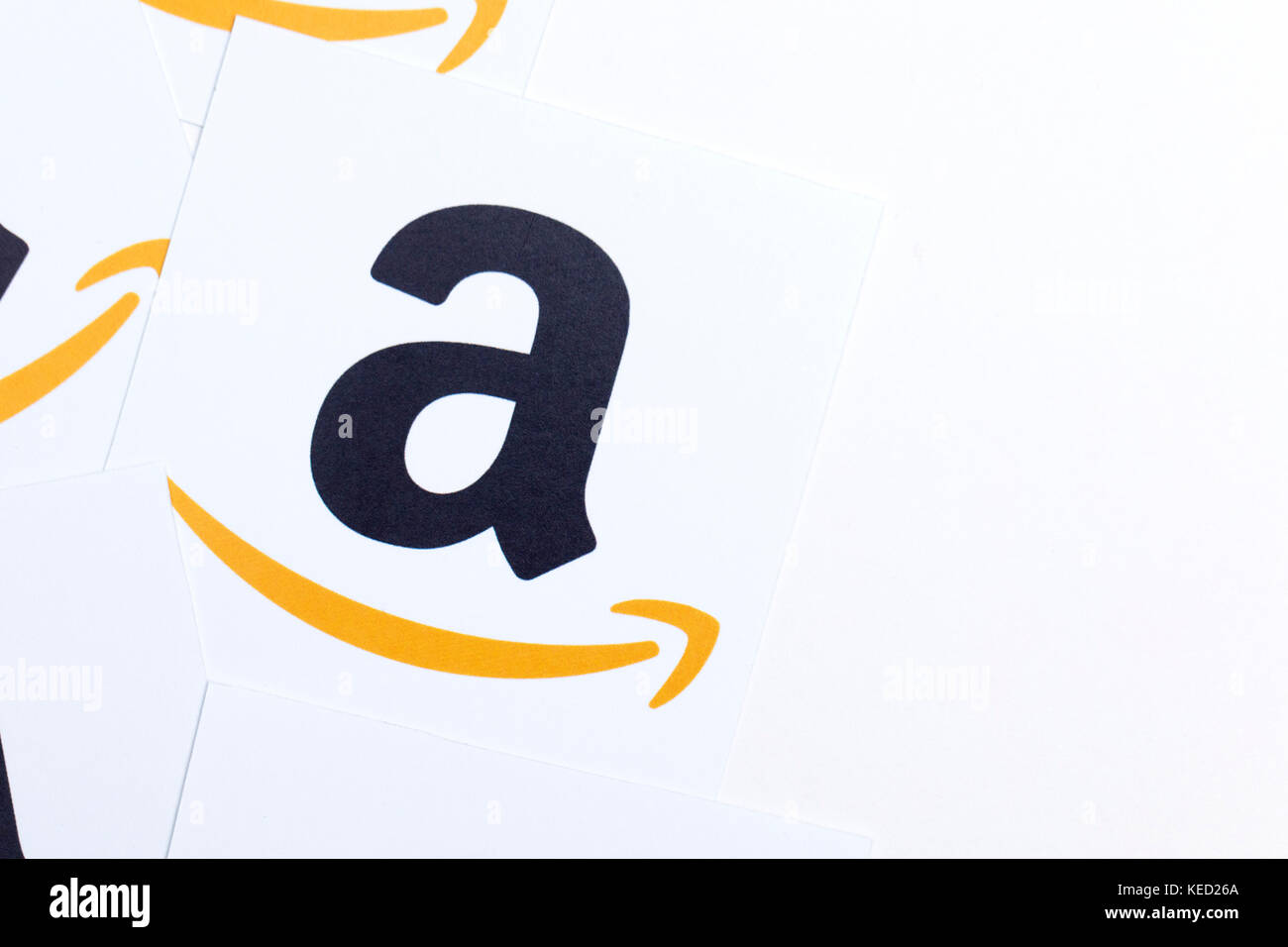 Amazon logo printed onto paper. Amazon is the largest online retailer ...