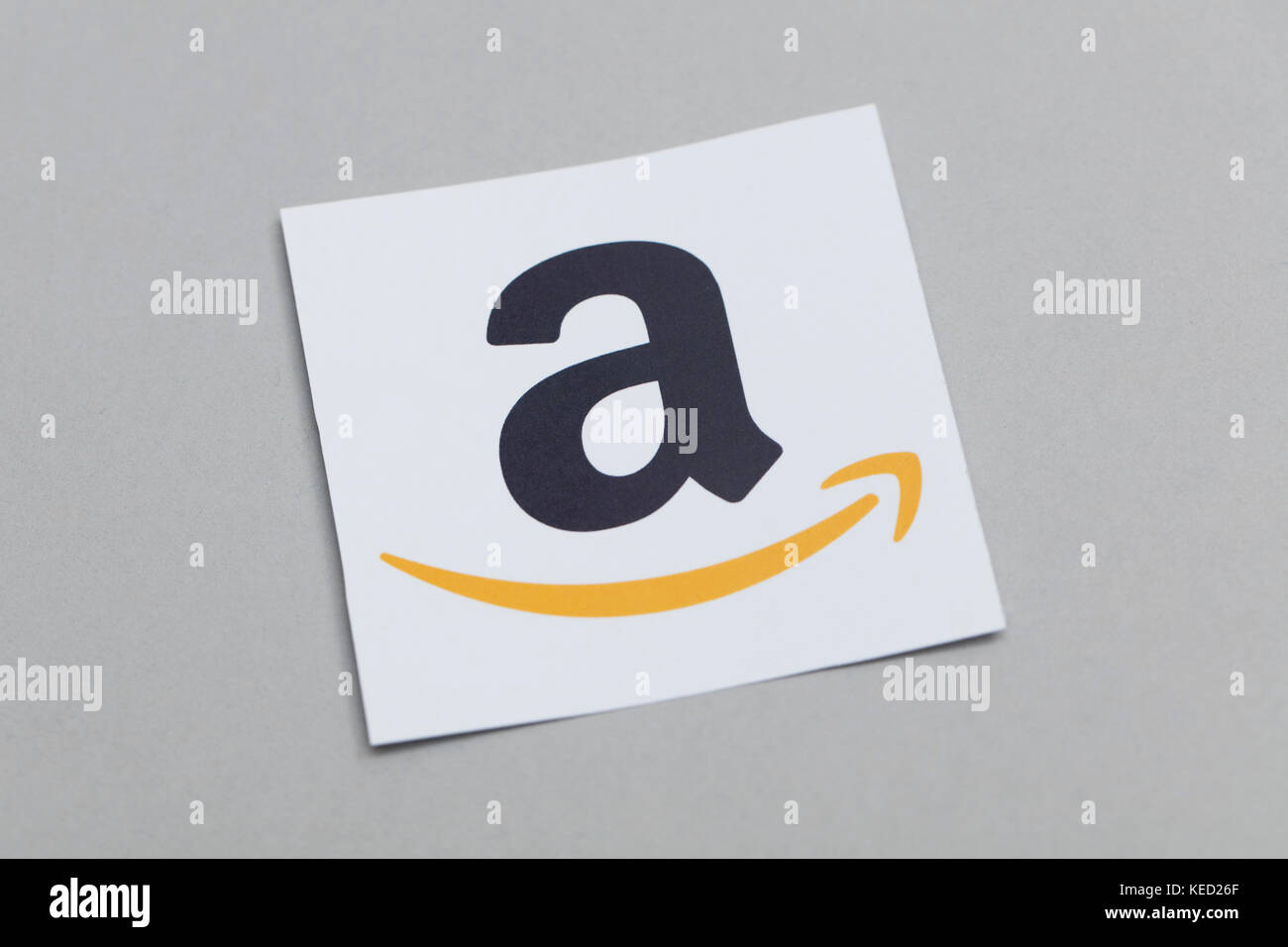 Amazon logo printed onto paper. Amazon is the largest online retailer ...