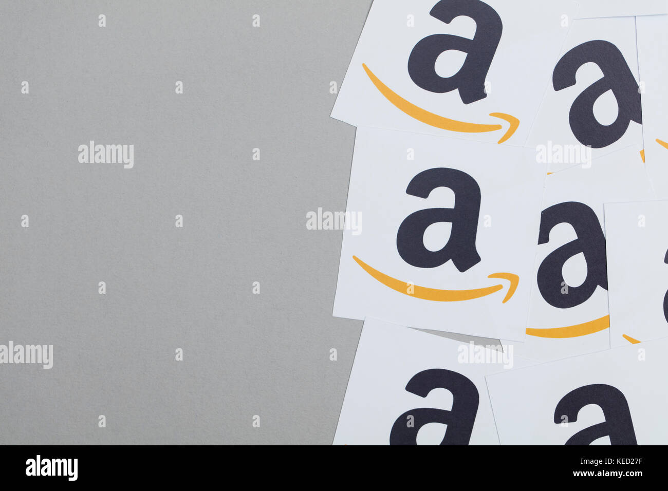 Amazon logo printed onto paper. Amazon is the largest online retailer ...