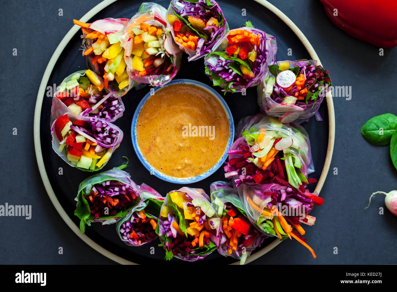 Vegan Rice Paper Rolls With Peanut Butter Sauce Stock Photo Alamy vegan-rice-paper-rolls-with-peanut-butter-sauce-stock-photo-alamy