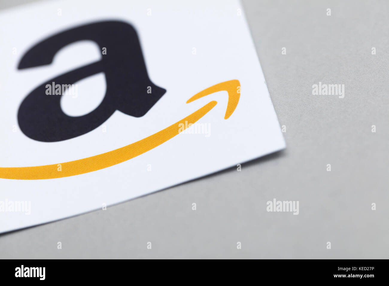 Amazon logo printed onto paper. Amazon is the largest online retailer ...