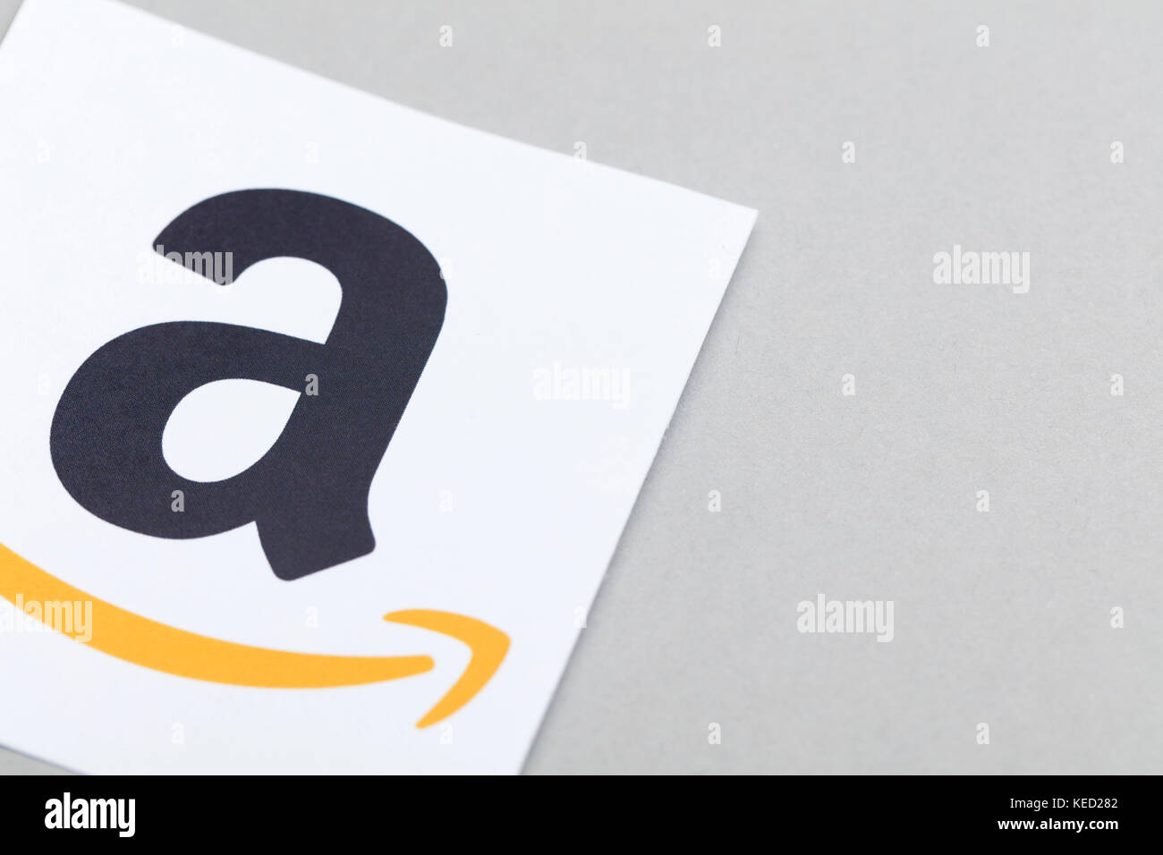 Amazon logo printed onto paper. Amazon is the largest online retailer ...