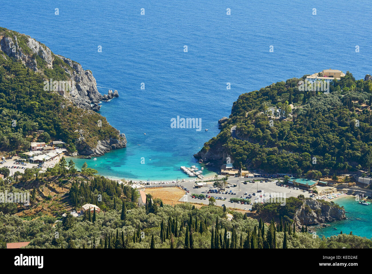 view to peninsula and bay at Corfu island, Greece Stock Photo - Alamy