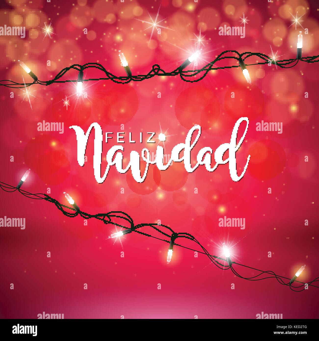 Vector Christmas Illustration with Spanish Feliz Navidad Typography and ...