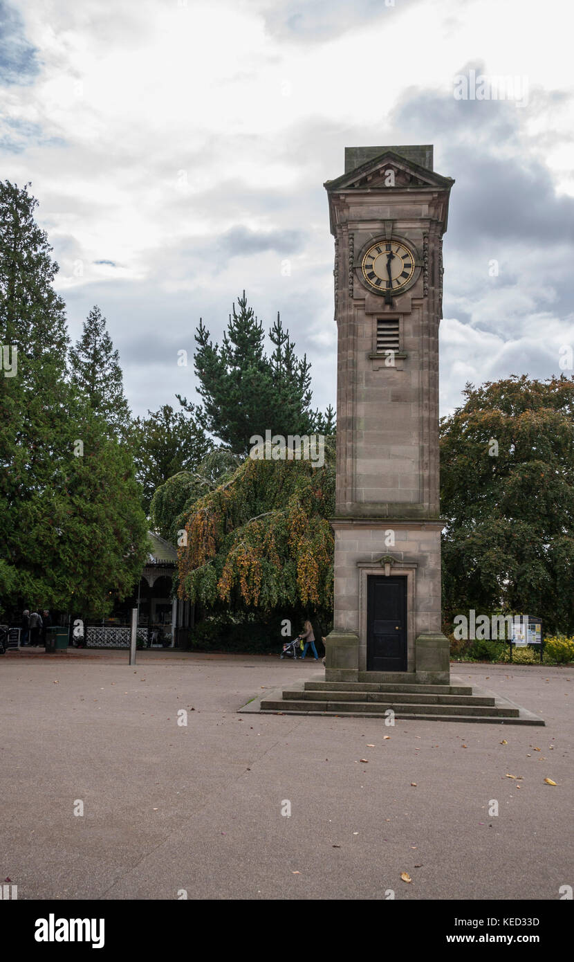The clock tower in Jephson Gardens in Leamington Spa,England,UK Stock ...