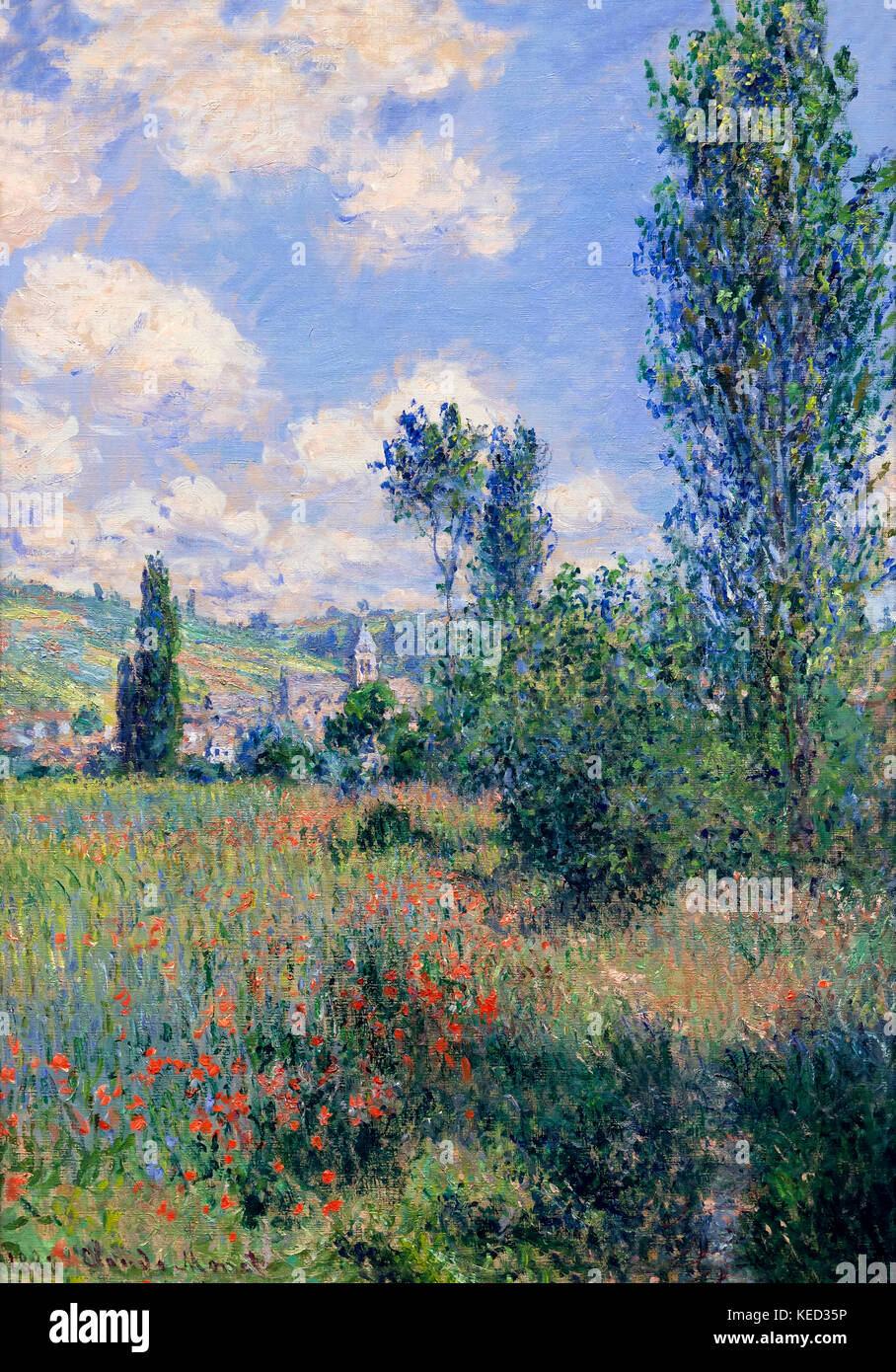 Claude monet view of vetheuil 1880 met museum new york hi-res stock ...