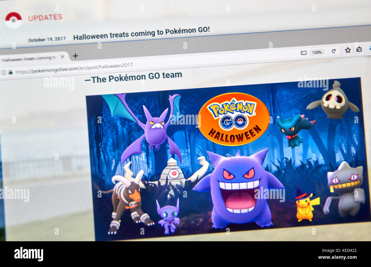 MONTREAL, CANADA - OCTOBER 20, 2017: Pokemon Go Home page introducing ...