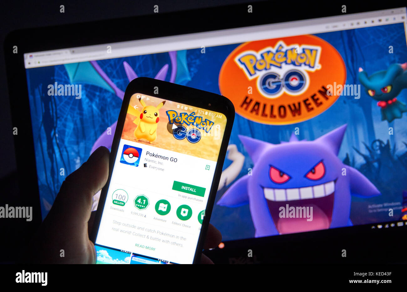 MONTREAL, CANADA - OCTOBER 20, 2017: Pokemon GO android app on Samsung ...
