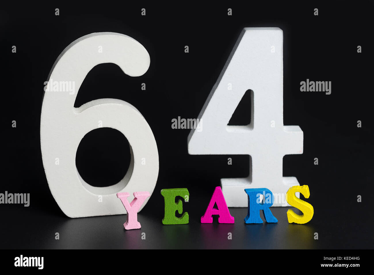 Letters and numbers-sixty four on a black isolated background Stock ...