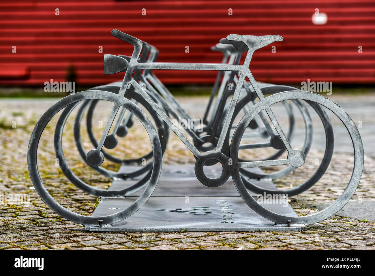 Cycle-shaped bike stand, Stavanger street Stock Photo - Alamy