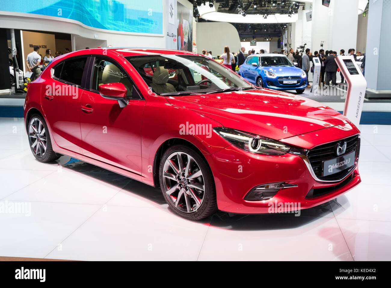 FRANKFURT, GERMANY - SEP 12, 2017: New Mazda 3 car showcased at the ...