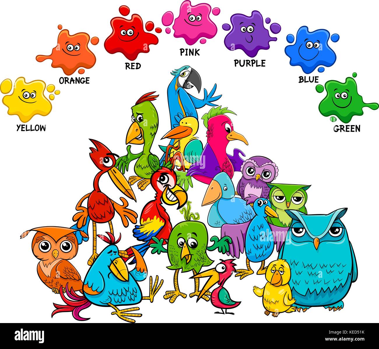 Cartoon Illustration of Basic Colors Educational Page for Children with ...