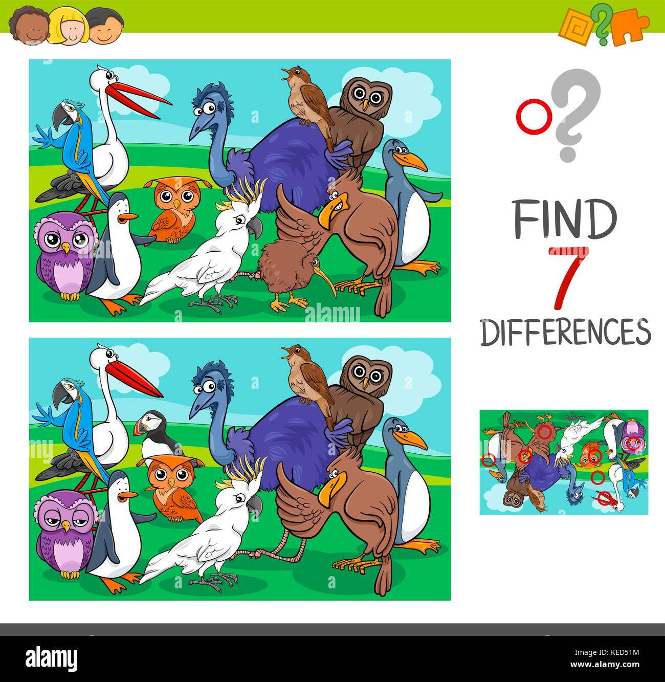Cartoon Illustration of Finding Differences Between Pictures ...