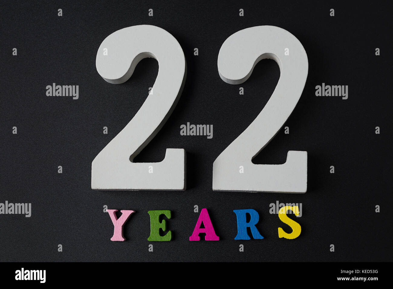 Letters and numbers twenty-two on a black isolated background Stock ...