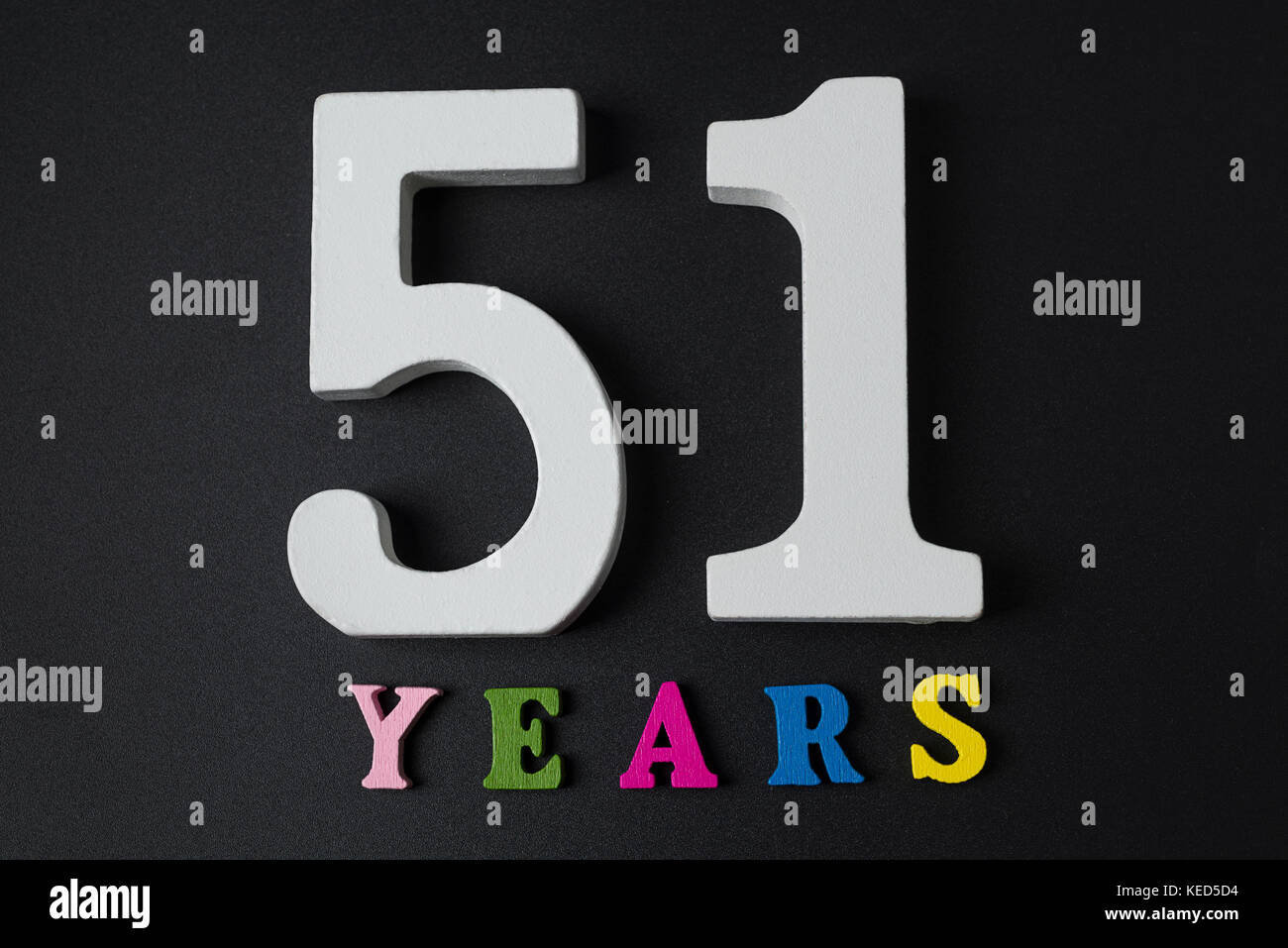 Letters and numbers to fifty-one on a black isolated background Stock ...