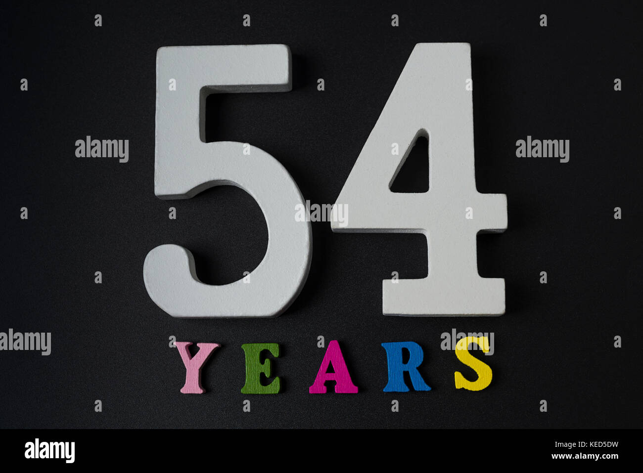 Letters and numbers to fifty-four on a black isolated background Stock ...