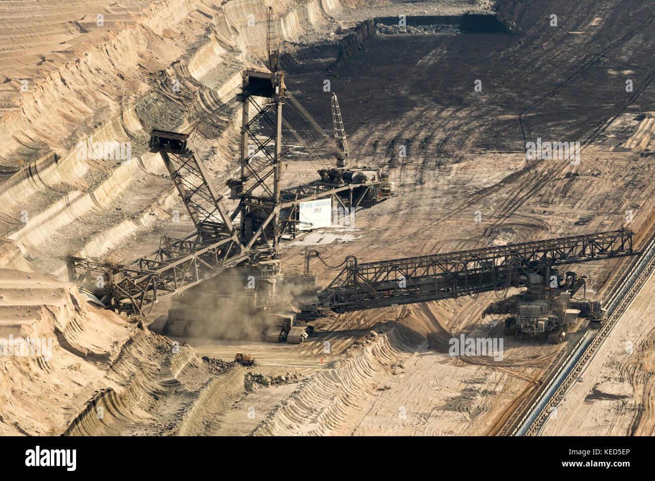 GARZWEILER, GERMANY - Bucket-wheel excavator mining lignite (brown-coal ...
