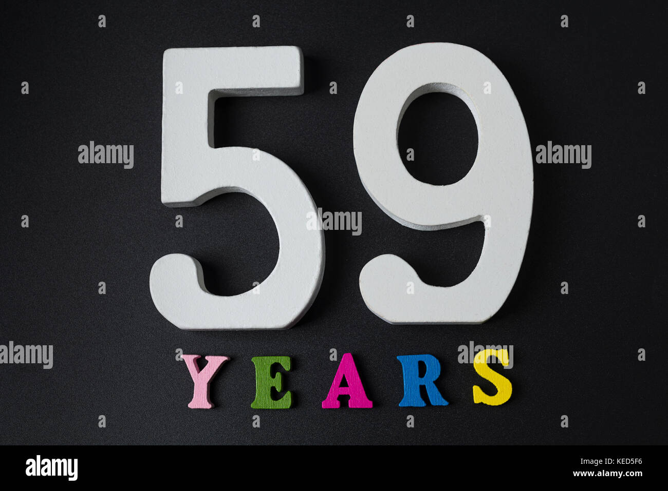 Letters and numbers to fifty-nine on a black isolated background Stock ...