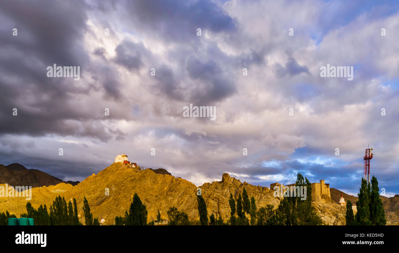 View of a monastery at sunset in Leh, Ladakh, India Stock Photo - Alamy