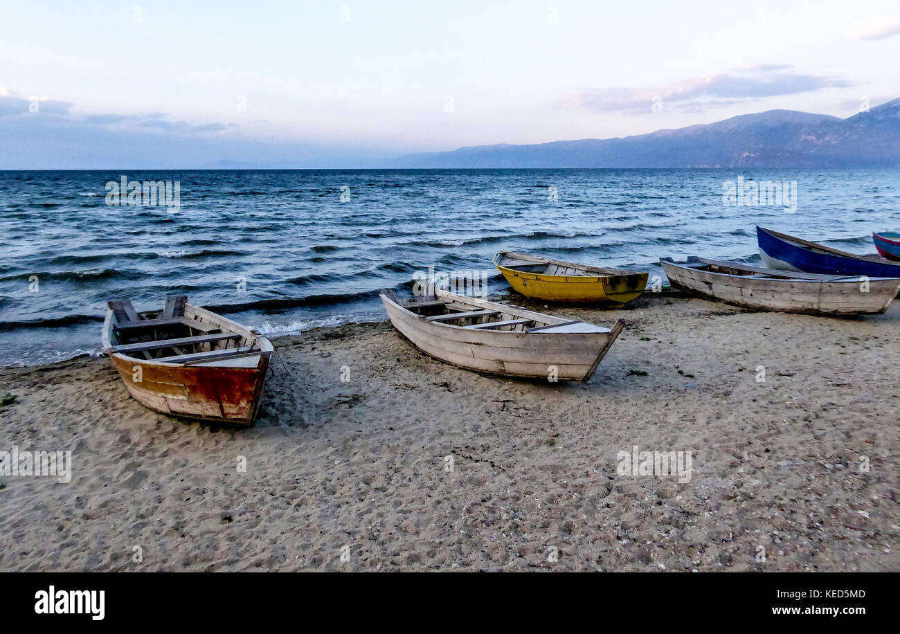 Picture of a lake Ohrid,wiew from Pogradec city , Albania Stock Photo ...