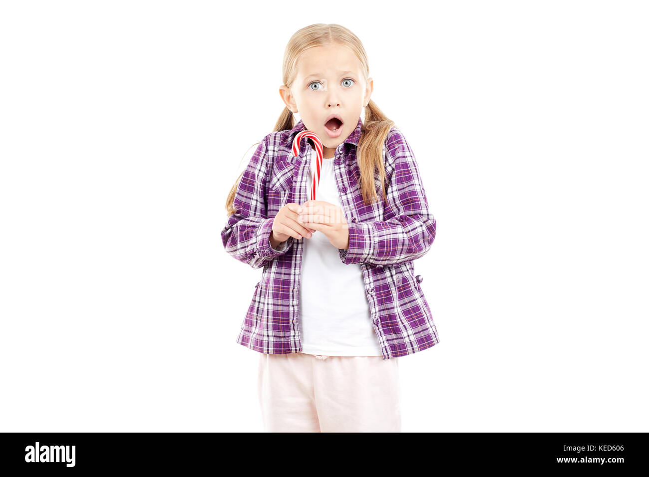 Cutie with candy cane Stock Photo - Alamy