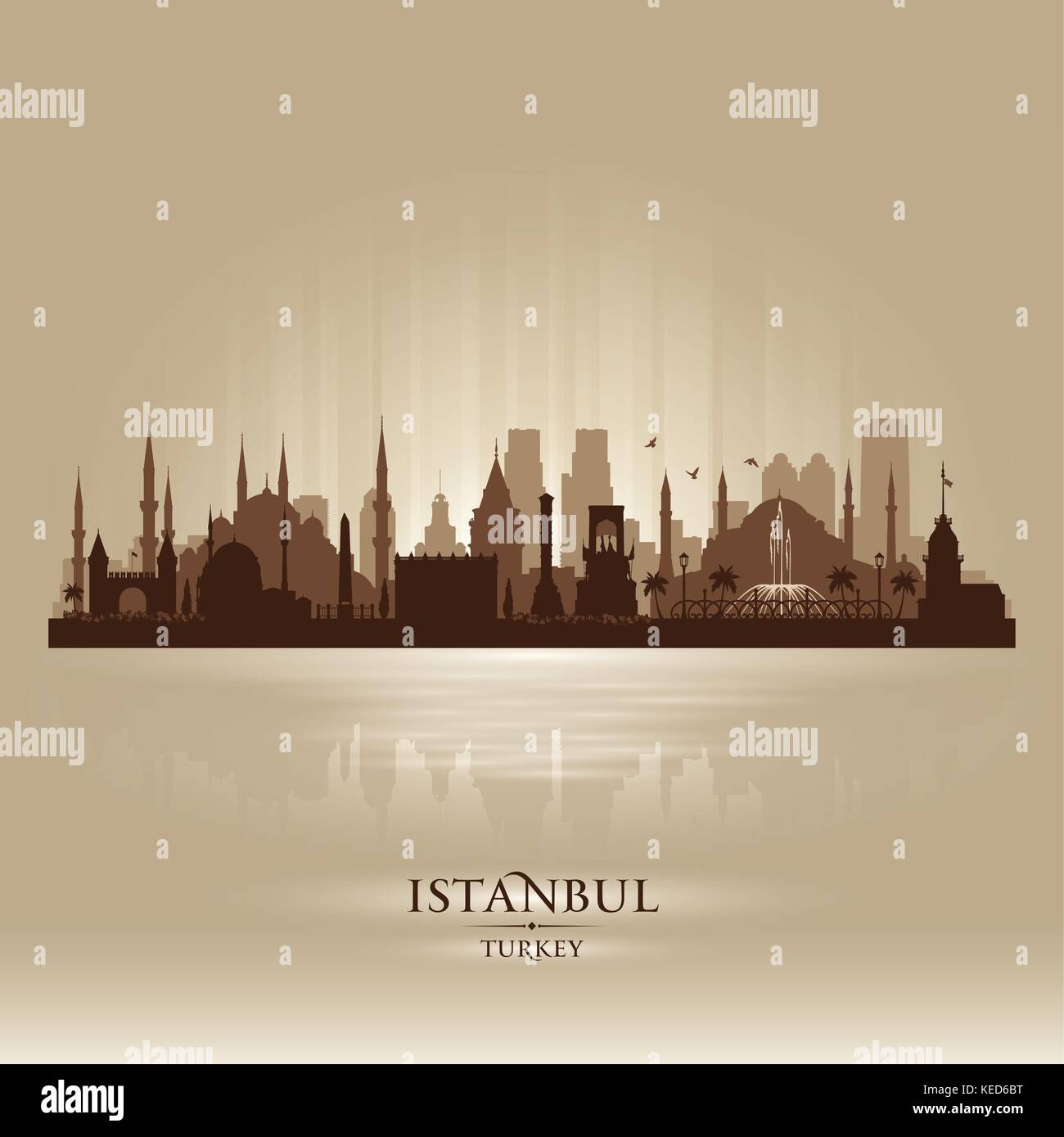 Istanbul Turkey city skyline vector silhouette illustration Stock ...