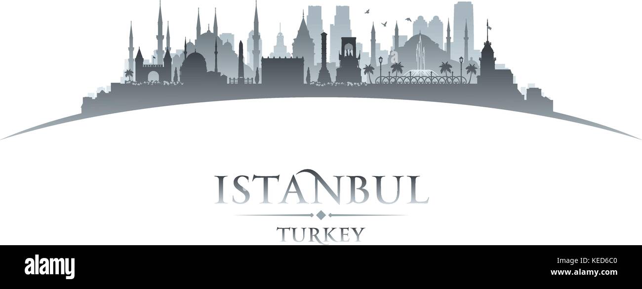 Istanbul Turkey city skyline silhouette. Vector illustration Stock ...