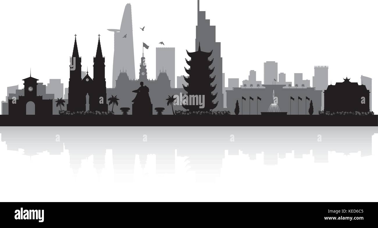 Ho Chi Minh city Vietnam skyline vector silhouette illustration Stock ...