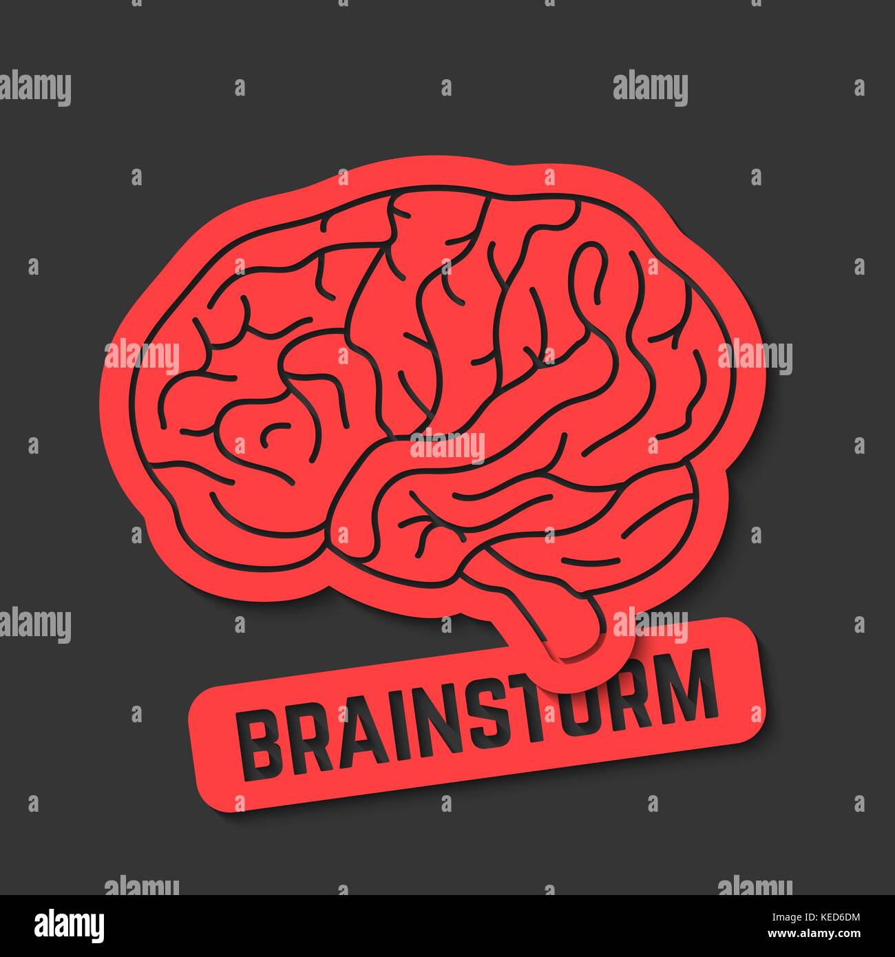 Red Brain Drawing