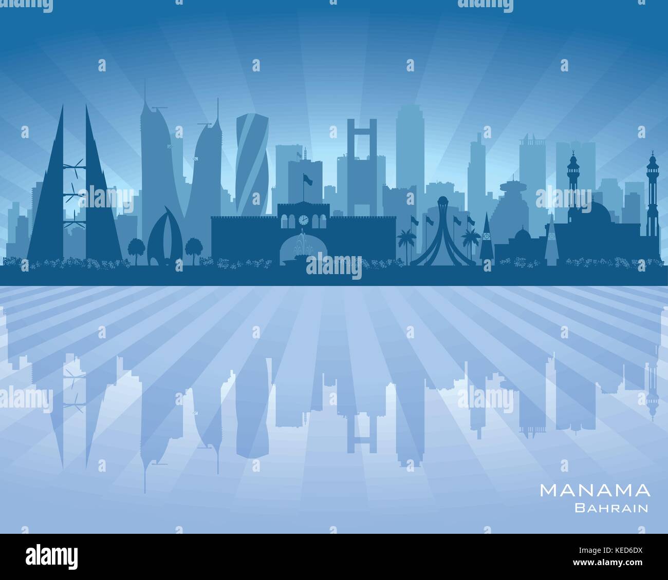Manama Bahrain city skyline vector silhouette illustration Stock Vector ...