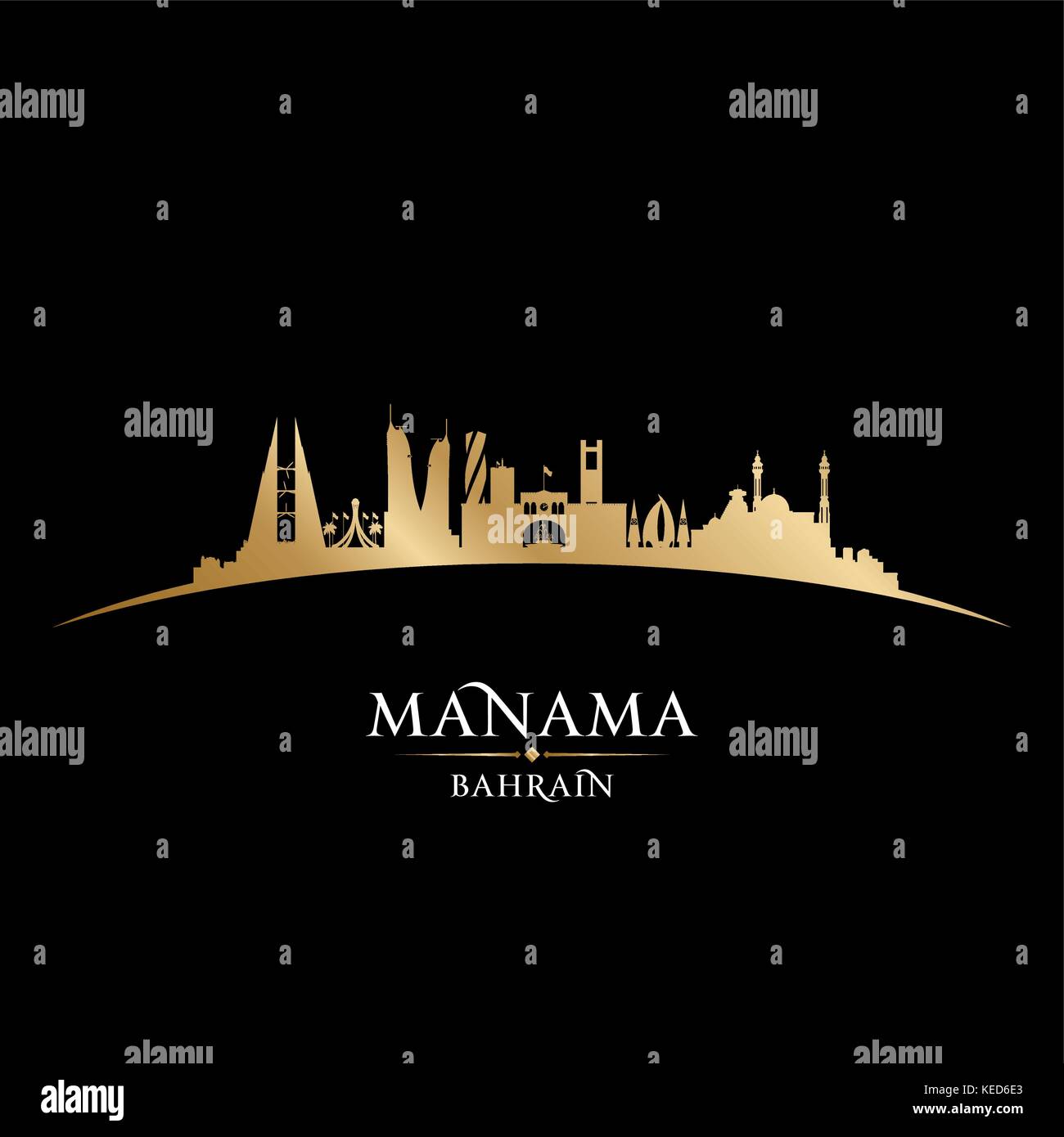 Manama Bahrain skyline Detailed vector silhouette Stock Vector Image ...
