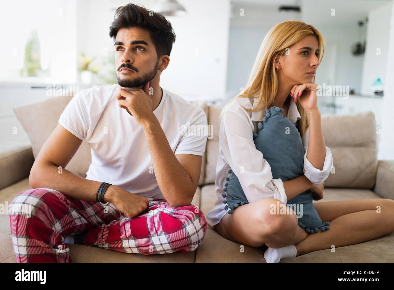 Unhappy couple having crisis and difficulties in relationship Stock ...