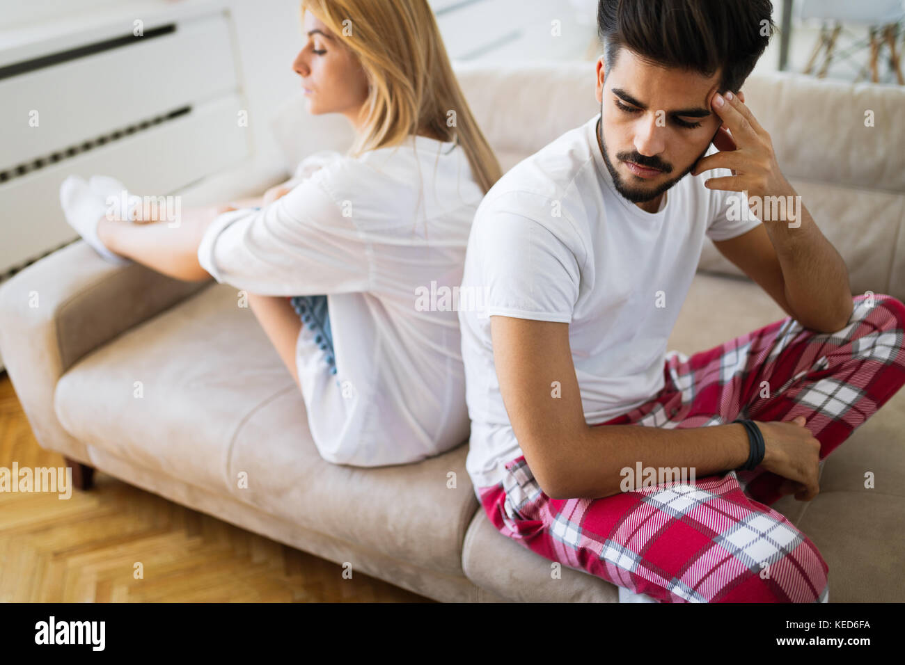 Unhappy couple having crisis and difficulties in relationship Stock ...