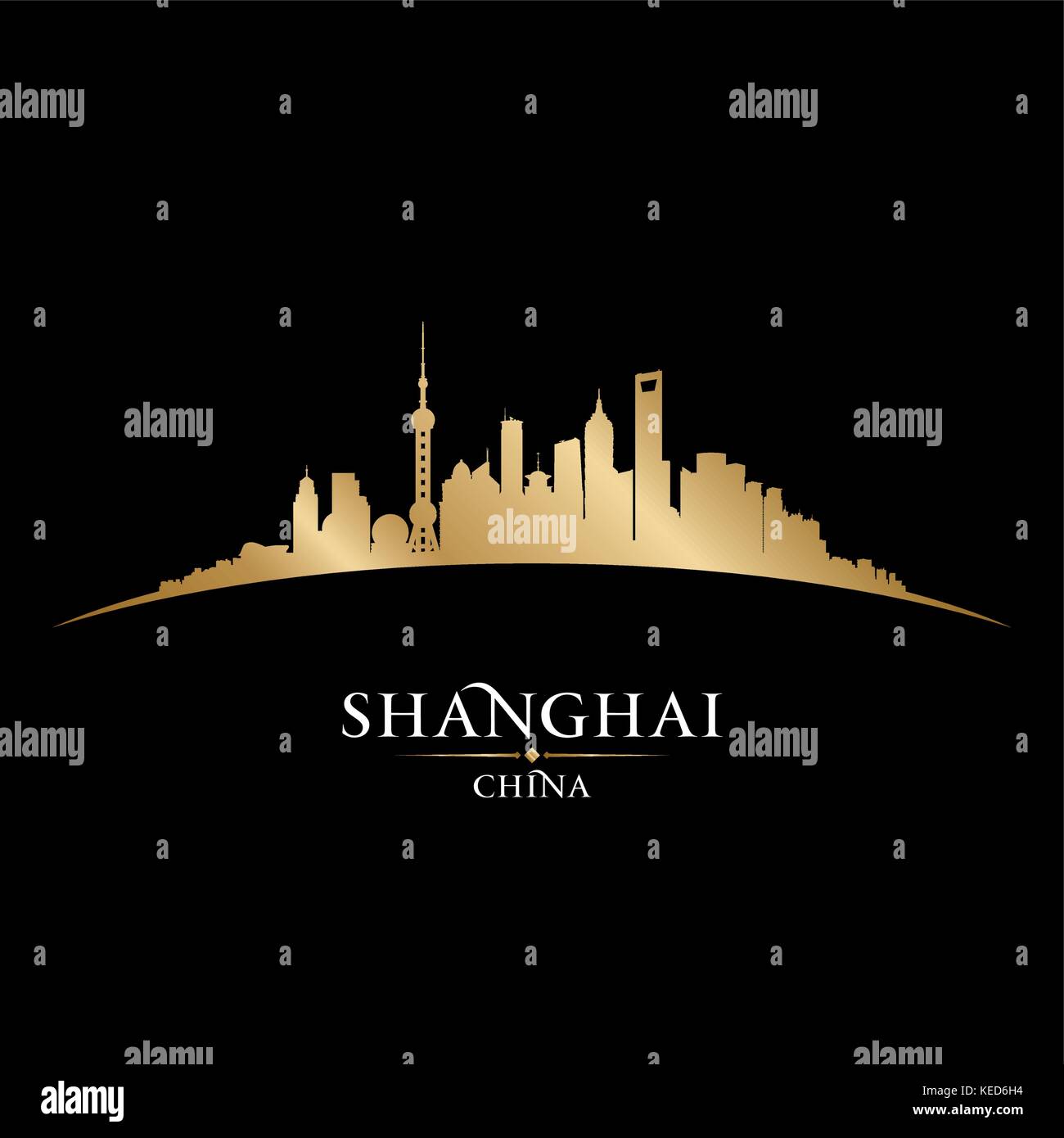 Shanghai China city skyline silhouette. Vector illustration Stock ...