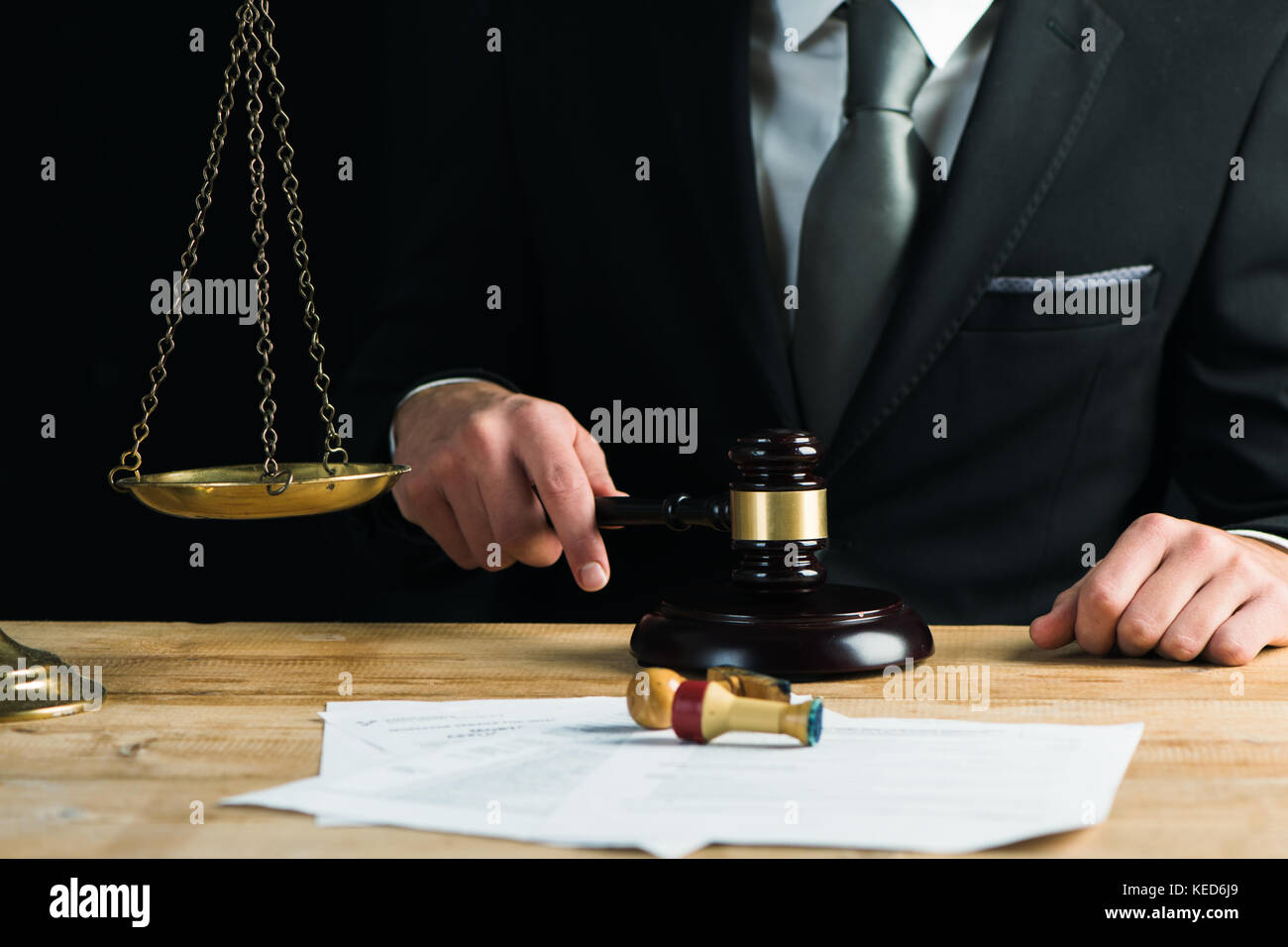 judge with a gavel and the justice scale Stock Photo - Alamy