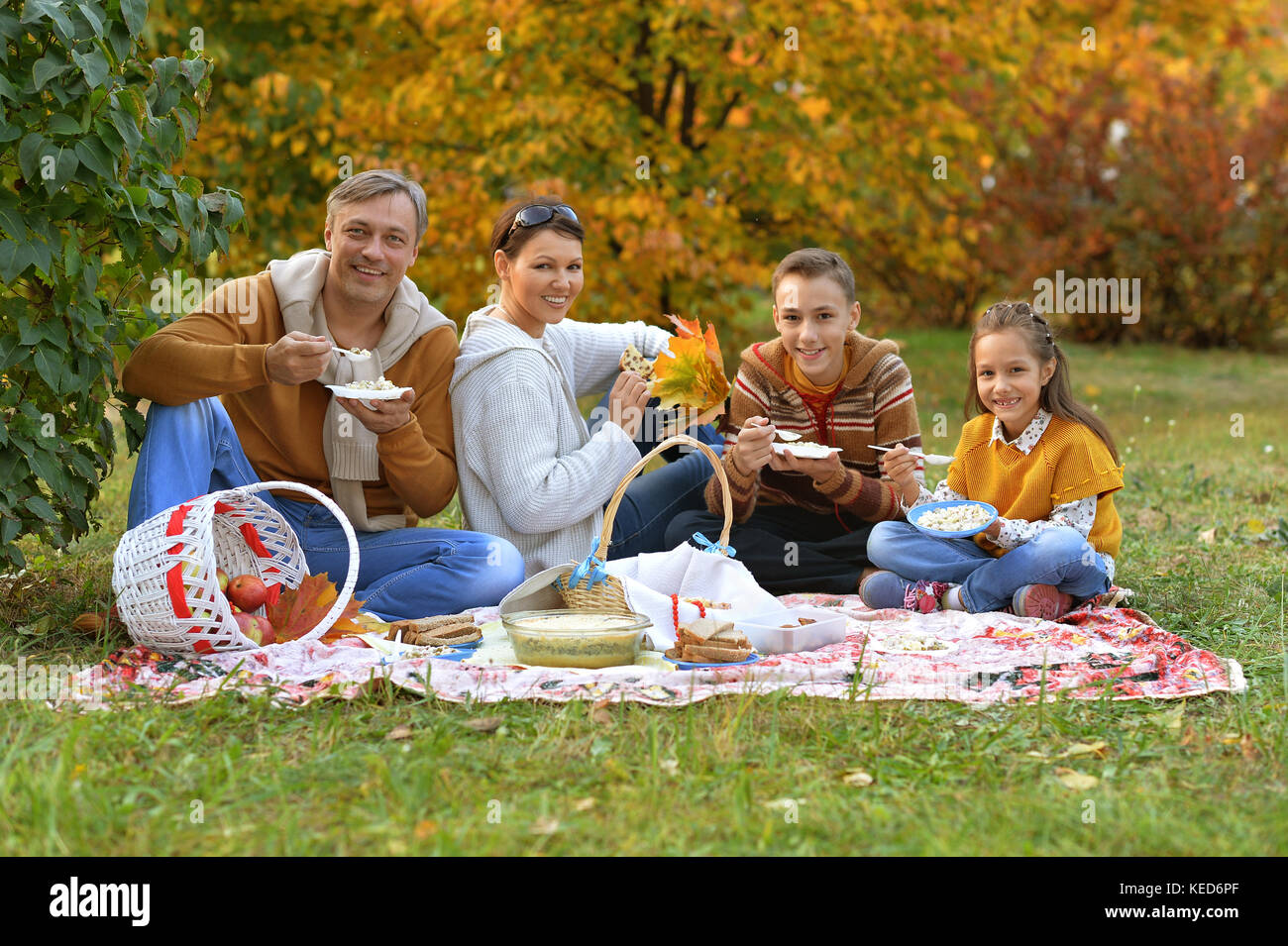 family having a picnic Stock Photo - Alamy