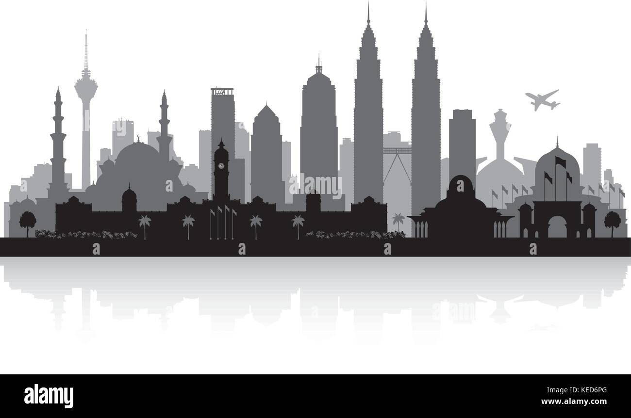 Kuala Lumpur Malaysia city skyline vector silhouette illustration Stock ...