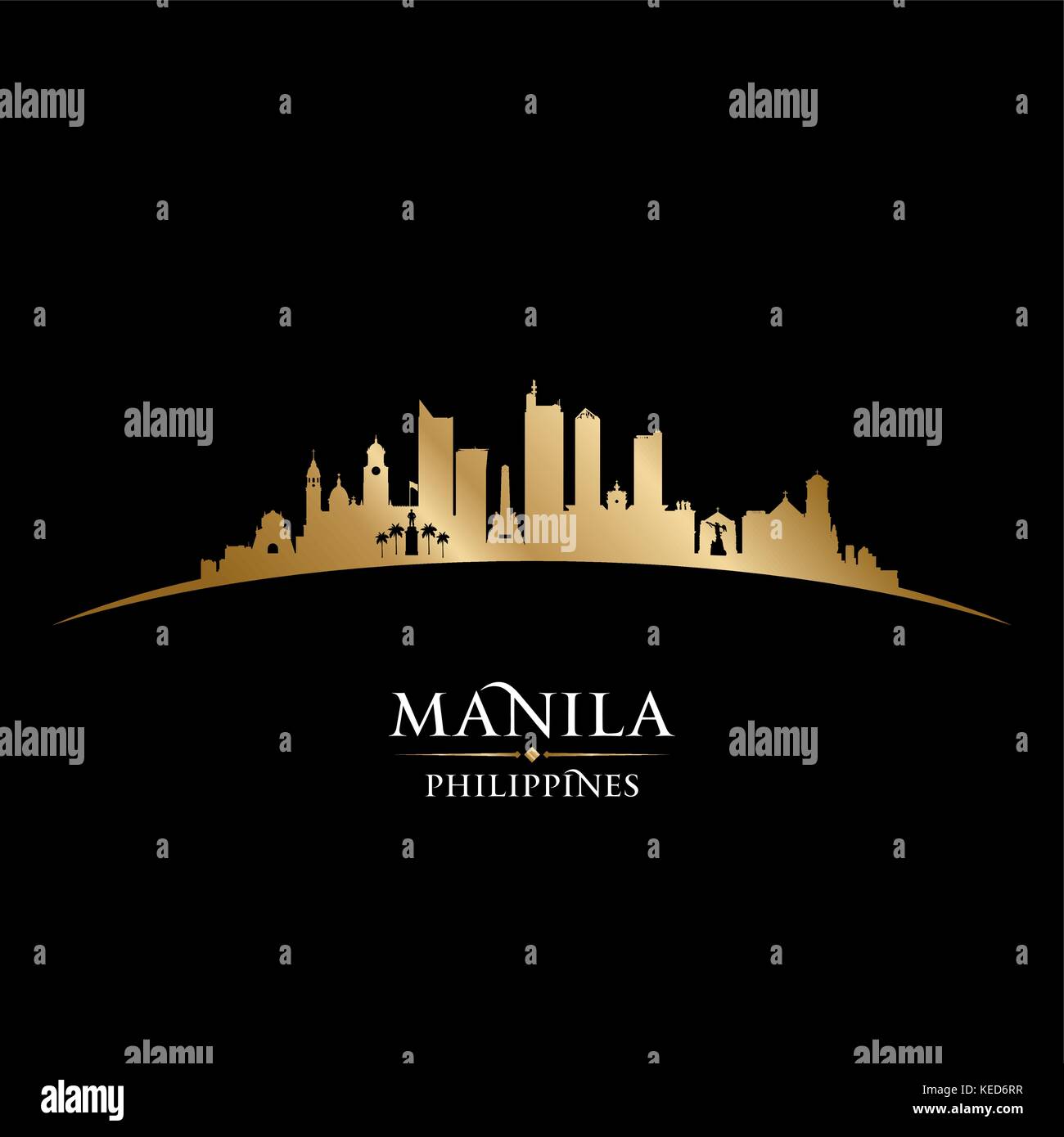 Manila city skyline silhouette Stock Vector Images - Alamy