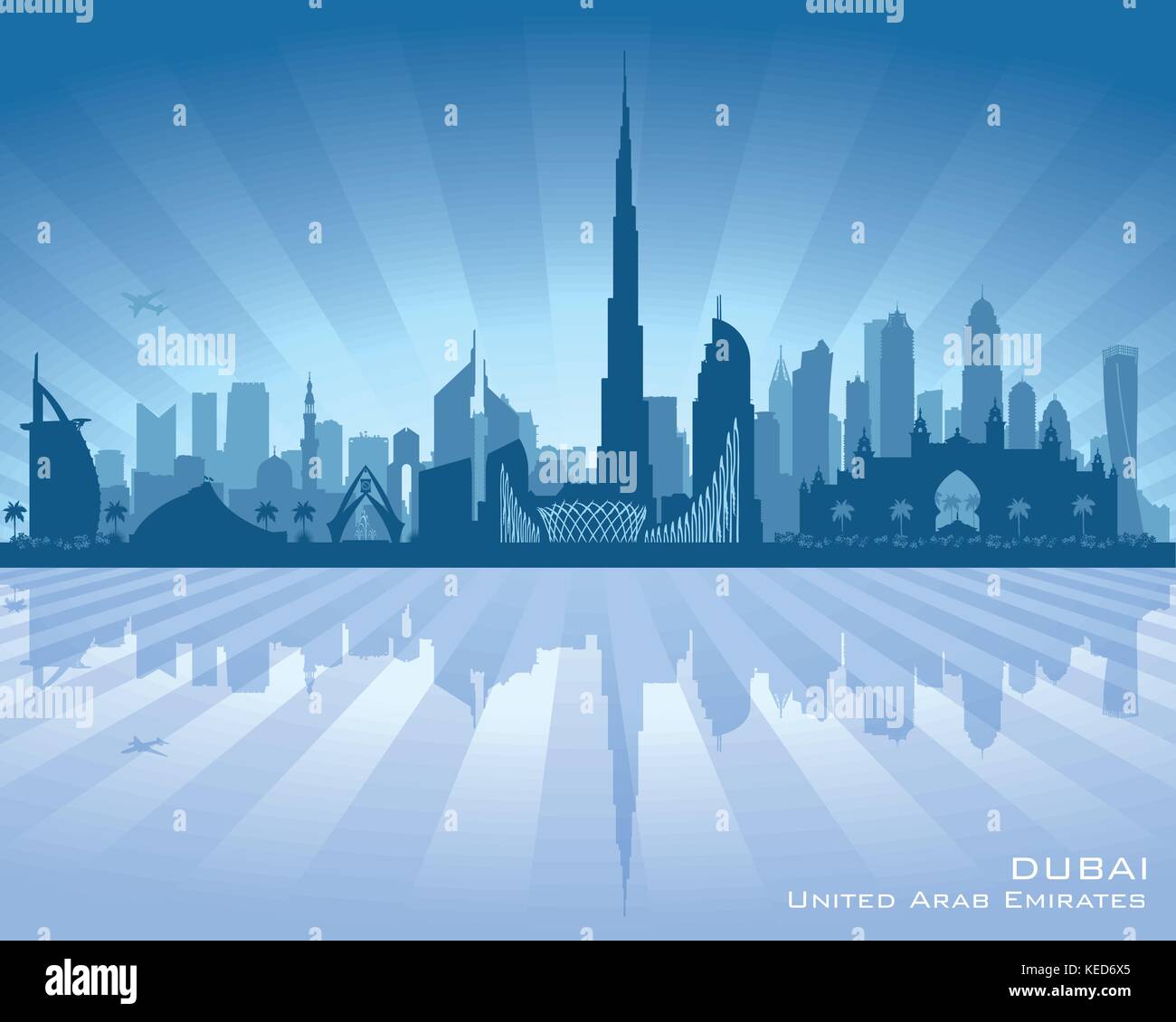 Dubai UAE city skyline vector silhouette illustration Stock Vector ...