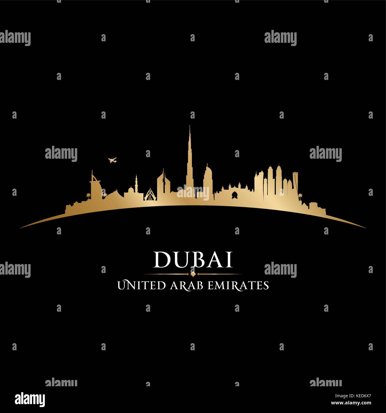 Dubai UAE skyline Detailed vector silhouette Stock Vector Image & Art ...