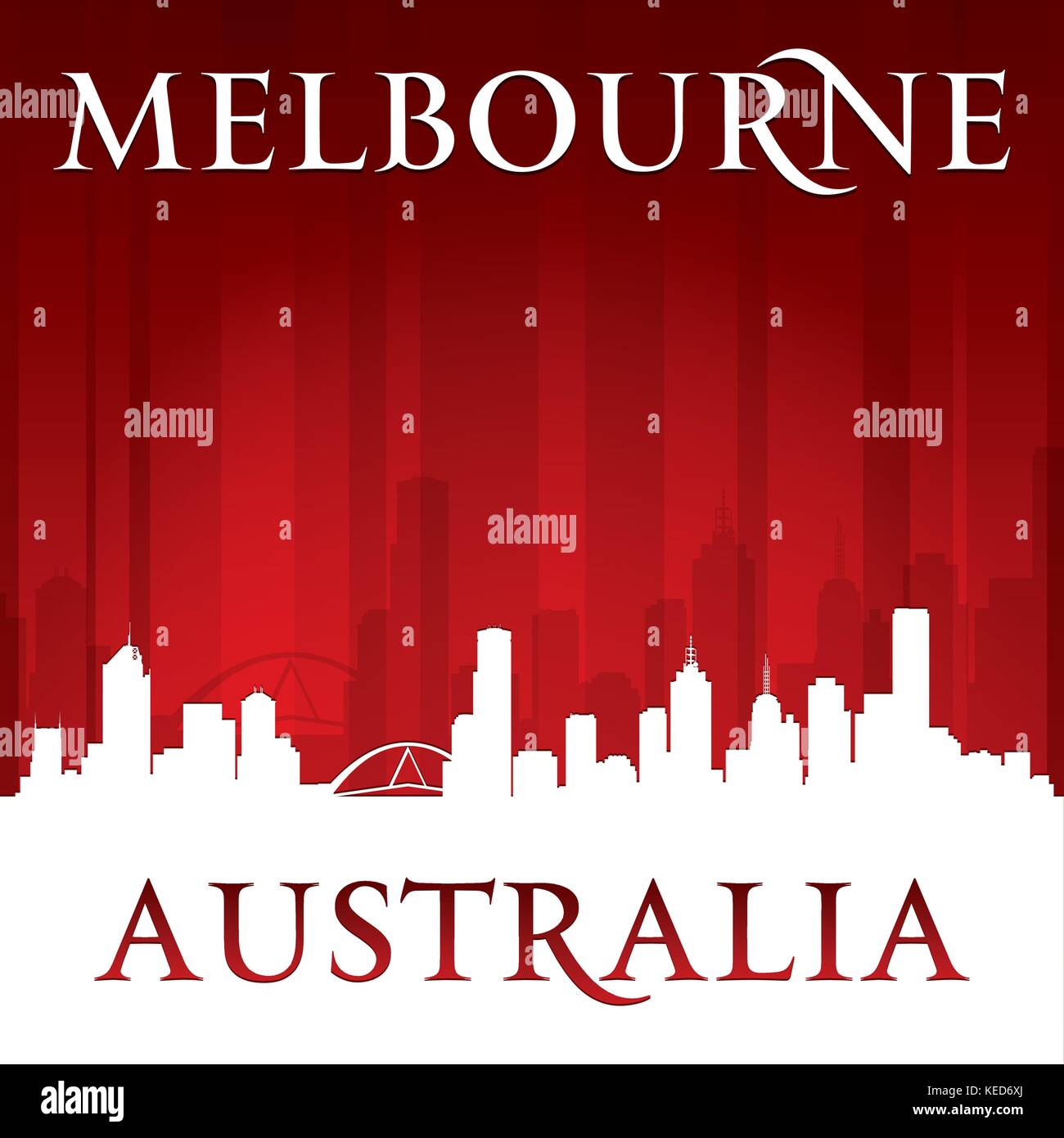 Melbourne Australia city skyline silhouette. Vector illustration Stock ...