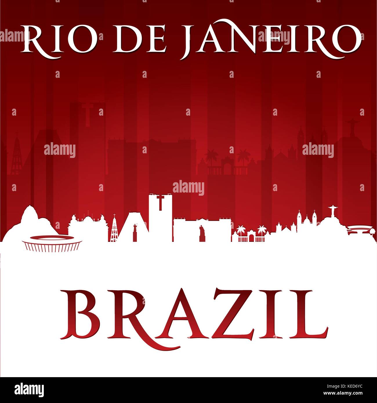 Rio de Janeiro Brazil city skyline silhouette. Vector illustration ...