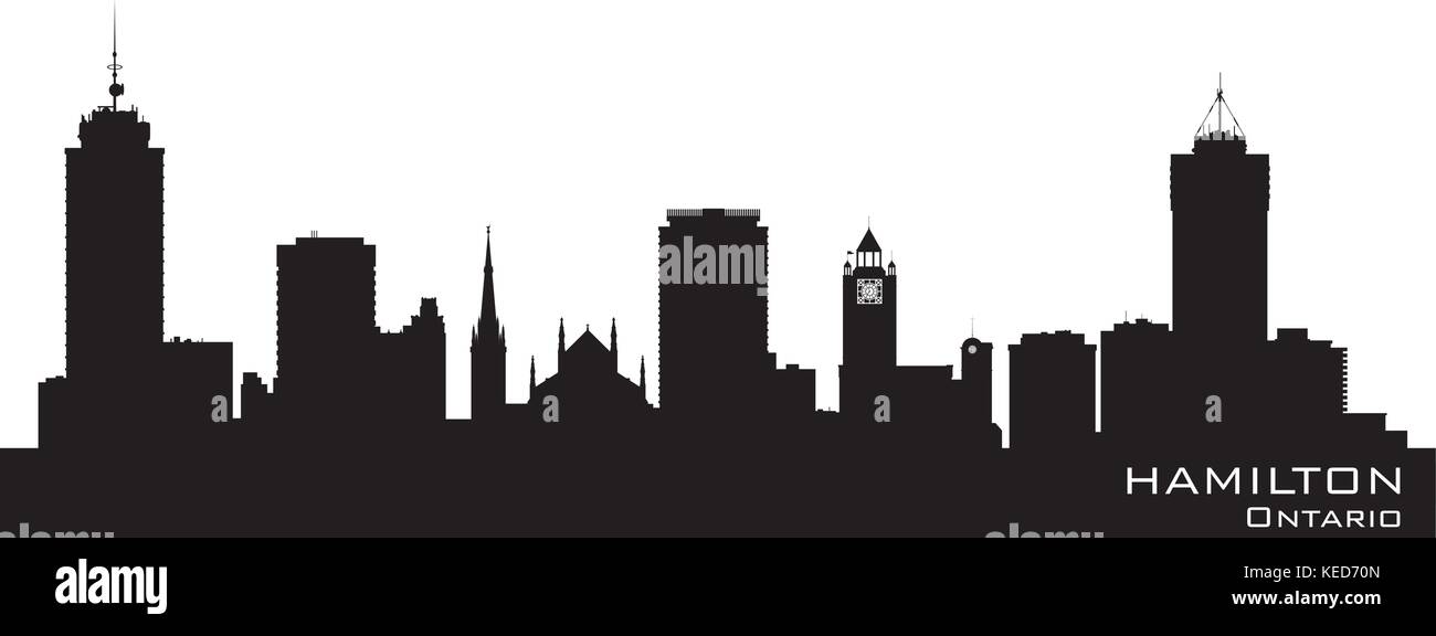 Hamilton, Canada skyline. Detailed silhouette. Vector illustration ...