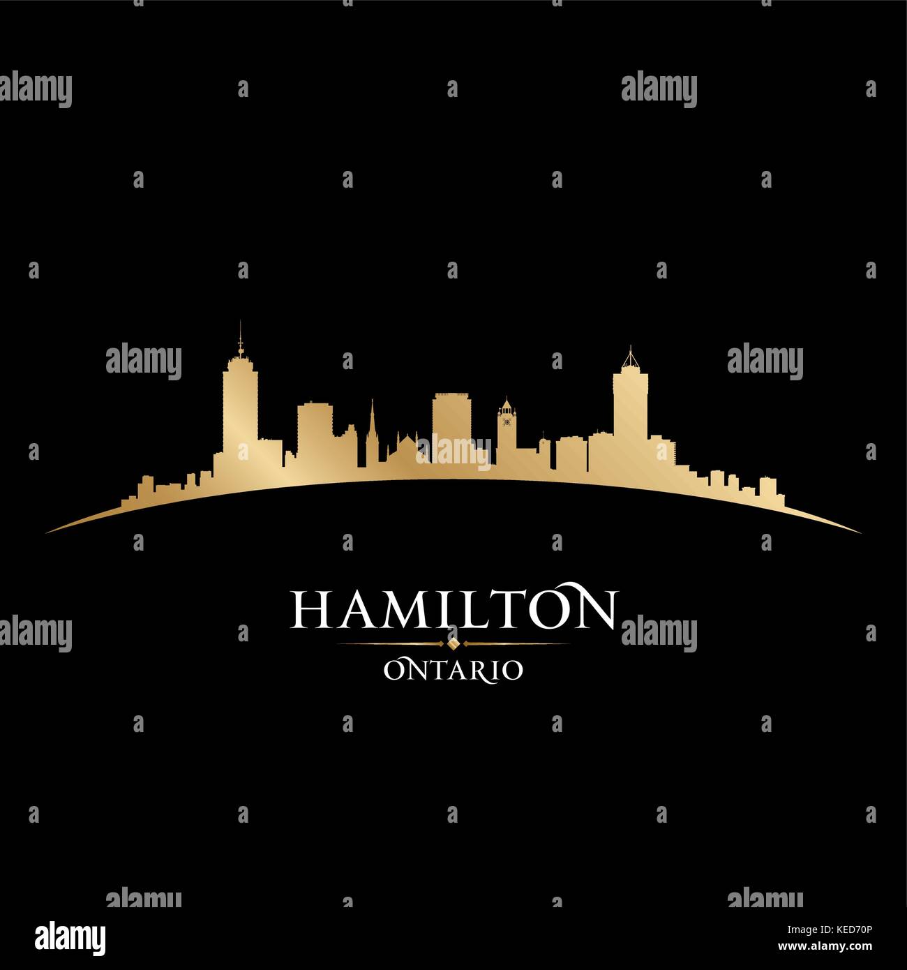 Hamilton Ontario Canada city skyline silhouette. Vector illustration ...